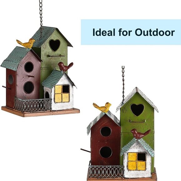 Accents | New Metal Bird Houses For Outside Hanging Multi House ...